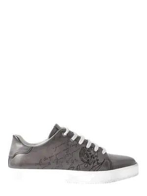 Berluti Playtime Scritto Venezia Leather Sneakers - Gray