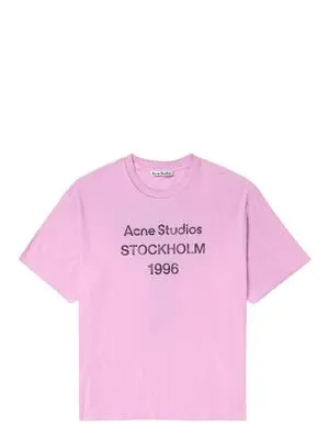 Acne Studios Exford Distressed Logo-print Cotton-jersey T-shirt - Pink