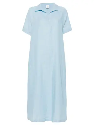 Eleventy Linen Shift Maxi Dress - Blue