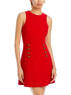 Aqua Sailor Button Dress Exclusive Red