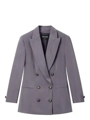 Giorgio Armani Washed Silk Double-breasted Jacket - Grey