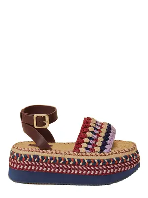 Farm Rio Crochet Espadrille Flatform - Marsala