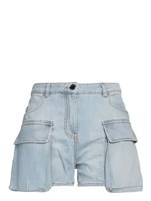 Pinko Cotton Denim Cargo Shorts - Blue