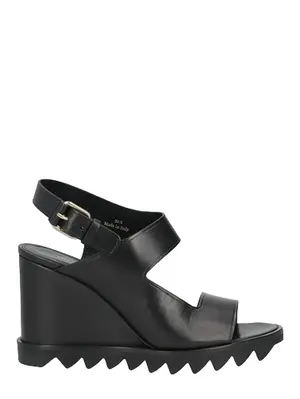 Tamara Mellon Calfskin Wedge Sandals - Black
