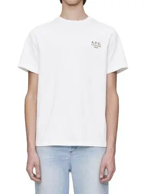 A.p.c. Embroidered Logo Cotton T-shirt - Blanc Kaki