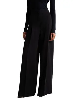 Max Mara Lino Wide Leg Trousers - Black
