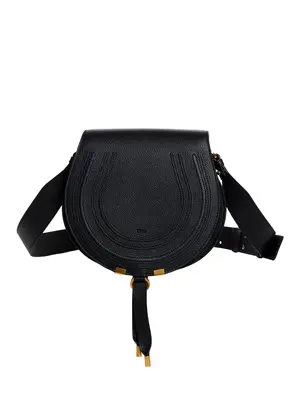 Chloé Chloé Large Marcie Leather Crossbody Bag Black