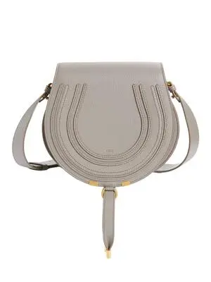 Chloé Chloé Large Marcie Leather Crossbody Bag Cashmere Grey