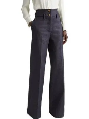 Altuzarra Rudy Wide Leg Stretch Wool Pants - Berry Blue