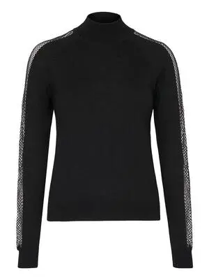 MILLY Crystal Racer Turtleneck Top Black