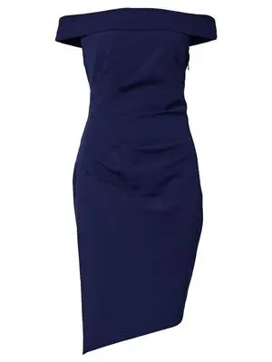 MILLY Off-the-shoulder Draped Cocktail Dress - Navy
