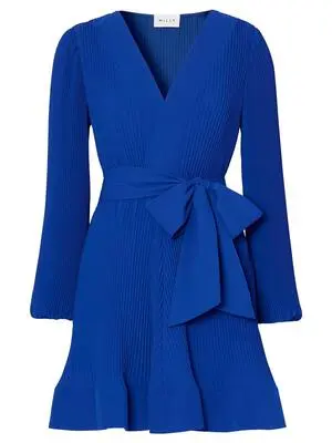 MILLY Liv Pleated Mini Dress Cobalt