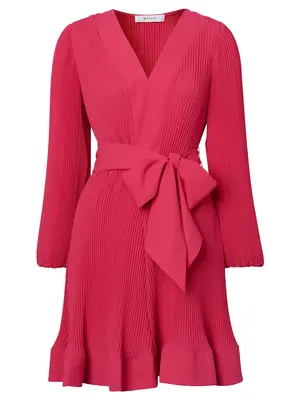 MILLY Liv Pleated Mini Dress Milly Pink