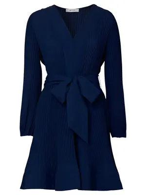 MILLY Liv Pleated Mini Dress Navy