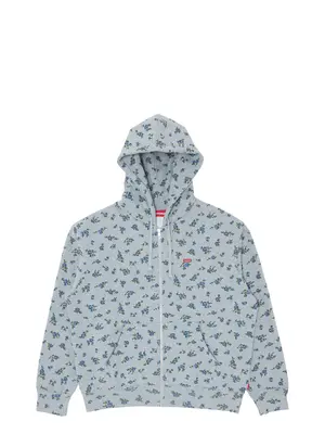 Supreme Small Box Zip Up Hooded Sweatshirt 'Flowers - Grey