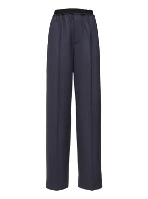Bottega Veneta Striped Wool Straight Pants - Blue