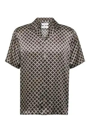 Frescobol Carioca Frescobol Carioca Roberto Printed Silk Bowling Shirt Brown