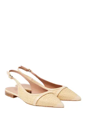 MALONE SOULIERS Jama Raffia Slingback Ballet Flats - Beige