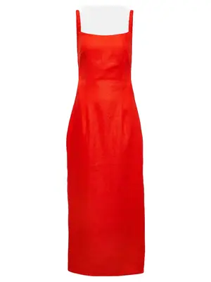Sir The Label Primrose Ruched Linen Maxi Dress - Red
