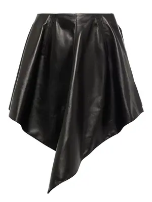 Alaïa Asymmetric Leather Miniskirt - Black