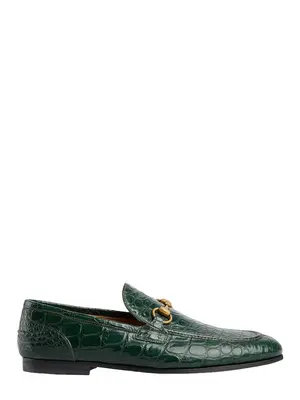 Gucci S Jordaan Crocodile Loafer - Green