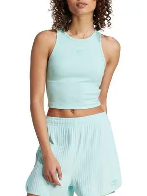 ADIDAS ORIGINALS Adidas Essentials Lifestyle Rib Crop Tank Top Semi Flash Aqua