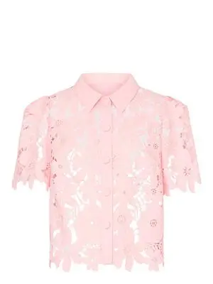 MILLY Addison Roja Lace Top - Light Pink
