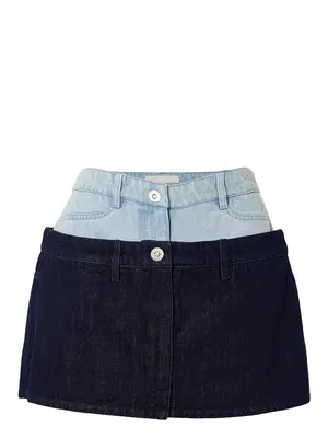 DION LEE Paneled Denim Mini Skirt - Dark Denim