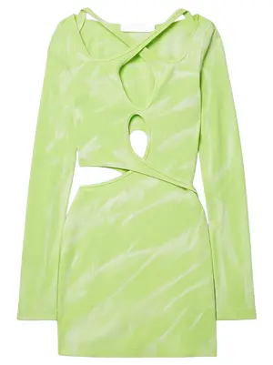 DION LEE Interlink Cutout Tie-dyed Mini Dress - Light Green