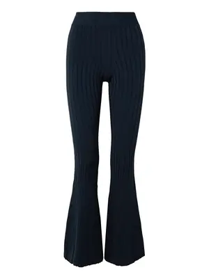 Stella McCartney Ribbed-knit Flared Pants - Blue
