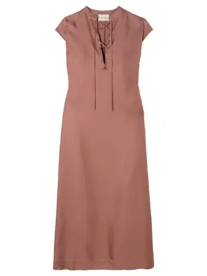 Loulou De Saison Demeter Silk-twill Midi Dress - Pink
