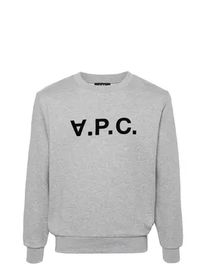A.p.c. Flocked-logo Cotton Sweatshirt - Grey