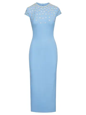 Oscar De La Renta Crystal-embellished Midi Dress - Blue