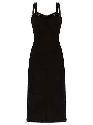 Versace Buckled-trim Midi Dress - Black
