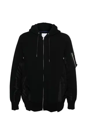Sacai Panelled Drawstring Hoodie - Black