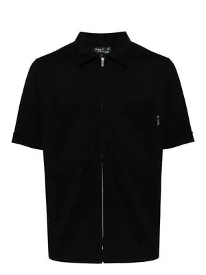 AGNÈS B. Zip-fastening Short-sleeve Cotton Shirt - Black