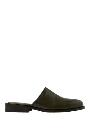 LEMAIRE Square-toe Leather Mules - Brown