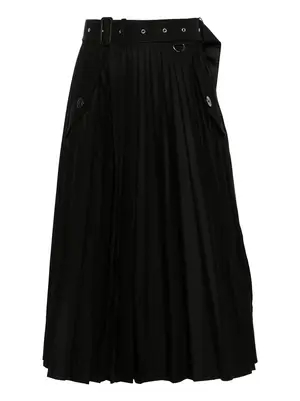 Sacai Plissé Midi Skirt - Black