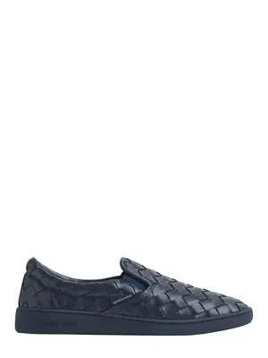 Bottega Veneta Leather Intrecciato Sawyer Sneakers Blue