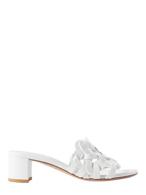 GIANVITO ROSSI Amalfi 45 Woven Leather Sandals - White