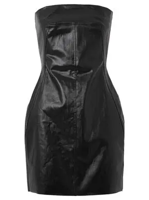 Rick Owens Coated-denim Bustier Mini Dress - Black