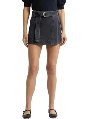 Rails Deanna Belted Denim Wrap Miniskirt - Black Pearl