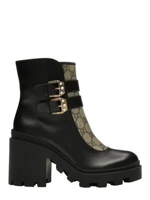 Gucci Buckled Ankle Boots - Black/beige