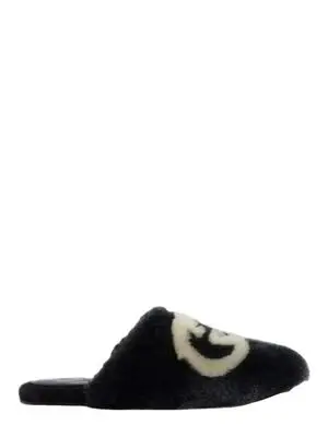 Gucci Interlocking G Faux-fur Slippers - Black