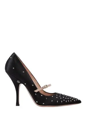 Gucci Jodie Embellished Satin Pumps - Black
