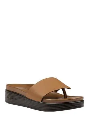 DONALD PLINER Fifi Platform Demi Wedge Thong Sandals - Saddle