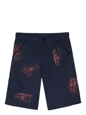 Comme Des Garçons Paint Splatter-detail Shorts - Blue