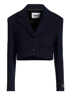 MSGM Single-Breasted Blazer Navy Blue