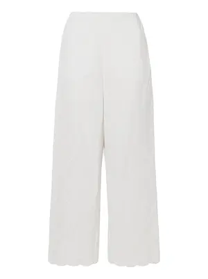 LOULOU DE SAISON Dulche Scalloped Broderie Anglaise Cotton-poplin Straight-leg Pants