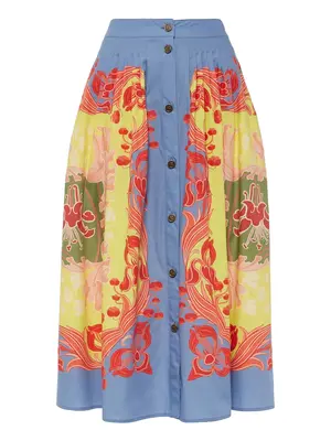 Etro Printed Cotton Poplin Midi Skirt - Multicoloured